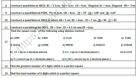 Practical Geometry Class 8 Mathematics Practice Worksheets Set A Pdf